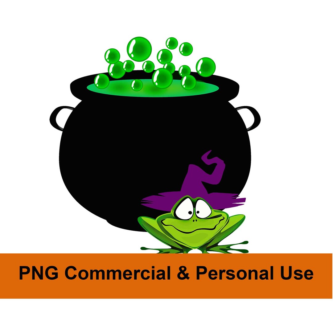 Halloween Witches Brew Cauldron Frog Graphic PNG Halloween Clipart ...