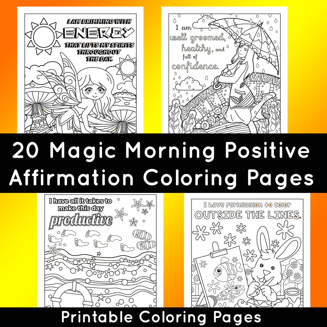 20 Magic Morning Positive Affirmation Coloring Pages - Etsy