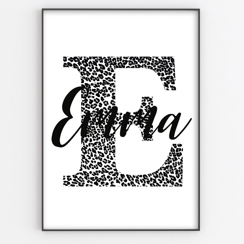 DIGITAL DOWNLOAD Personalised Leopard Print Initial & Name - Etsy