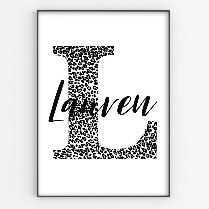 DIGITAL DOWNLOAD Personalised Leopard Print Initial & Name - Etsy