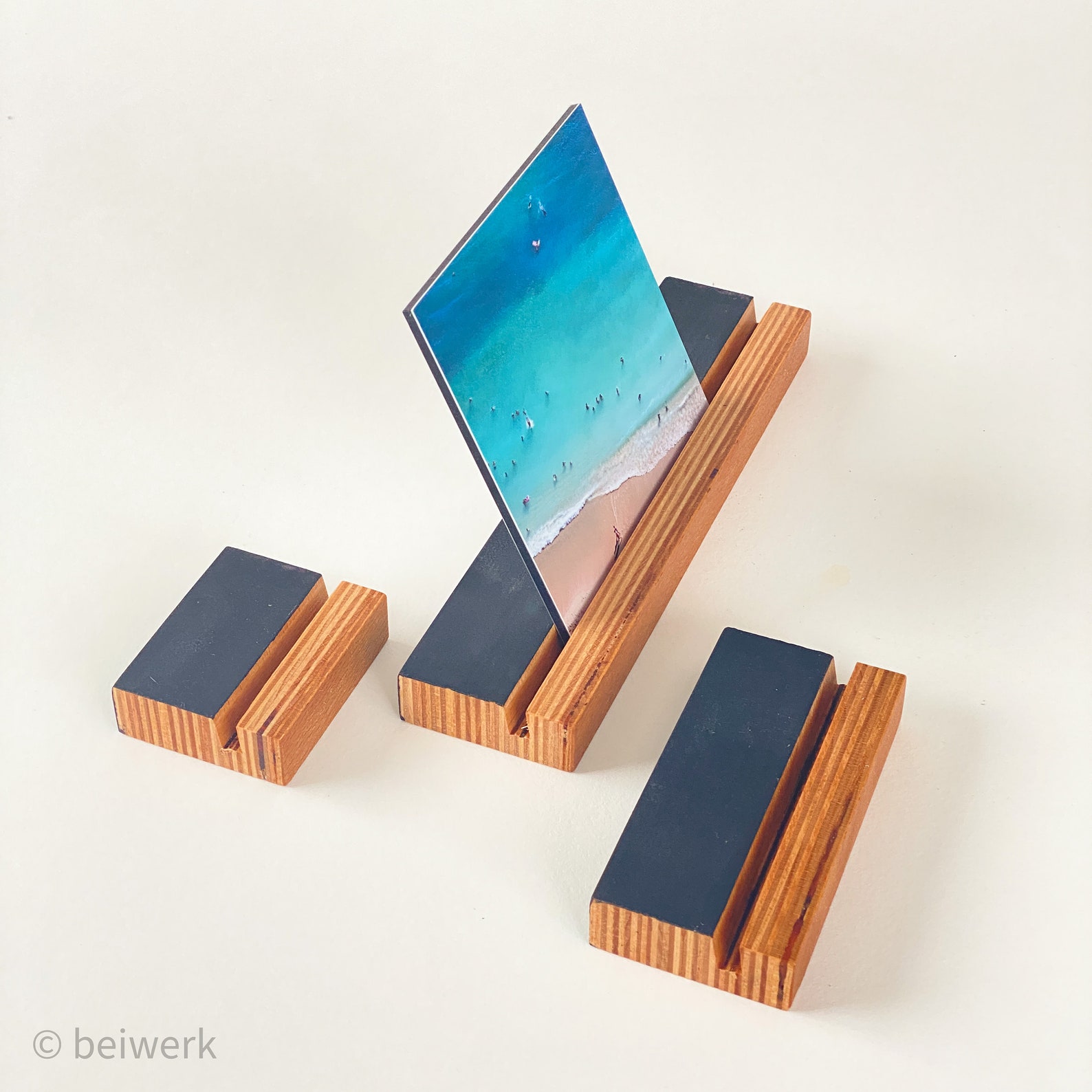 Fotohalter | Kartenhalter | Bilderhalter Holz Natur / Schwarz | in 4 ...