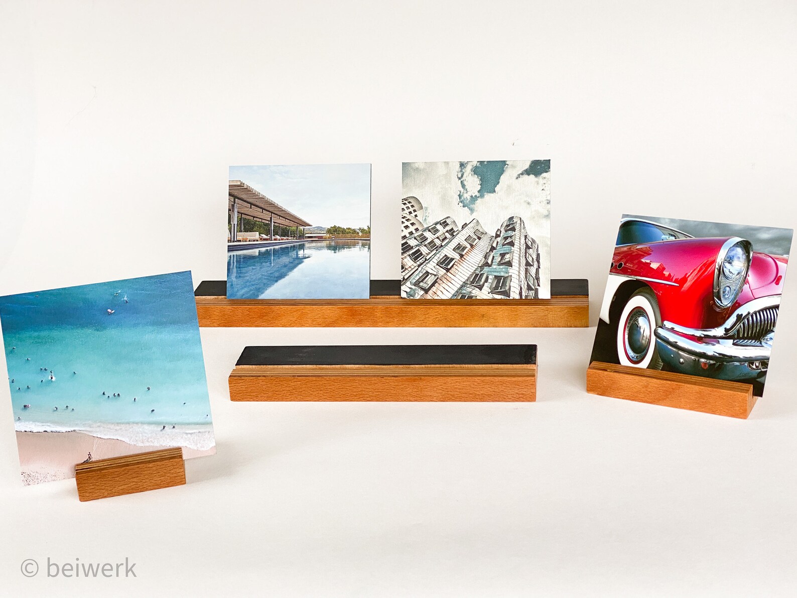 Fotohalter | Kartenhalter | Bilderhalter Holz Natur / Schwarz | in 4 ...