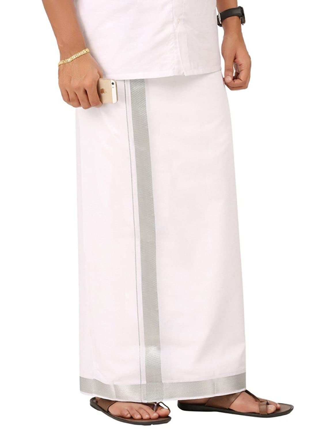 Kerala Silver Kasavu Cotton Mundu Cotton Vesti Mundu Dhoti - Etsy