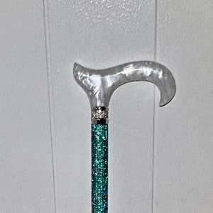Turquoise Rhinestone Glam Cane, Chic Derby Pearl Handle, Disability ...