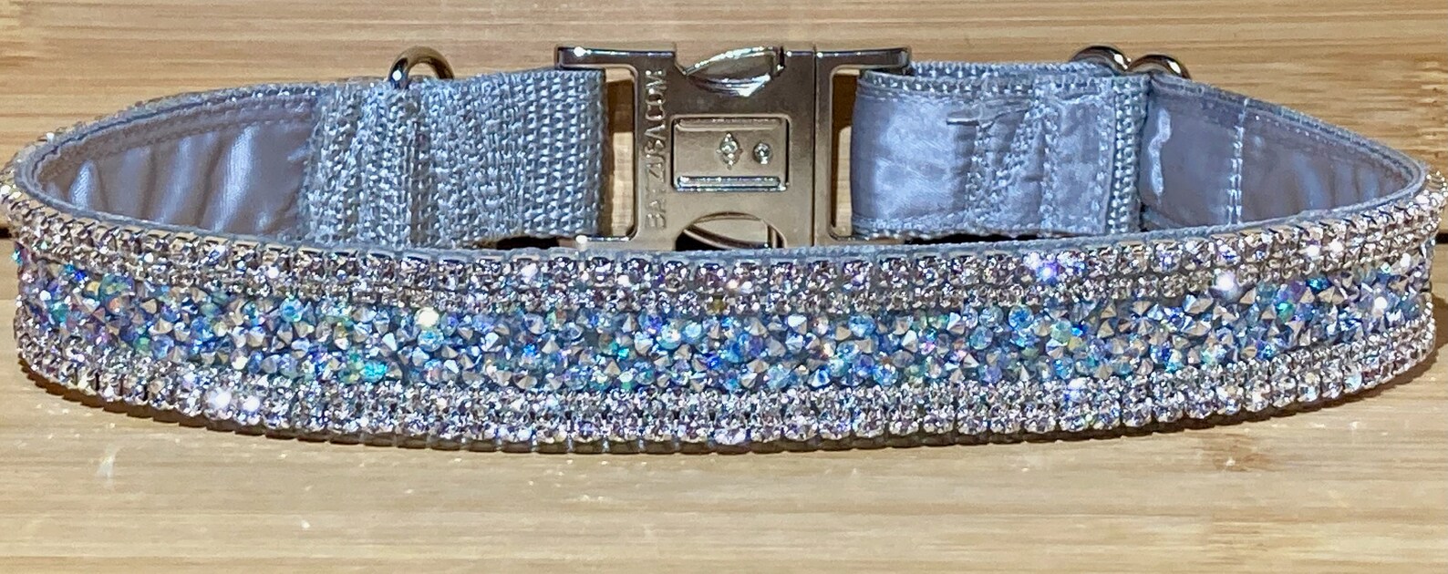 Real Rhinestone Bling Dog Collar 1 Grey Satin Four - Etsy