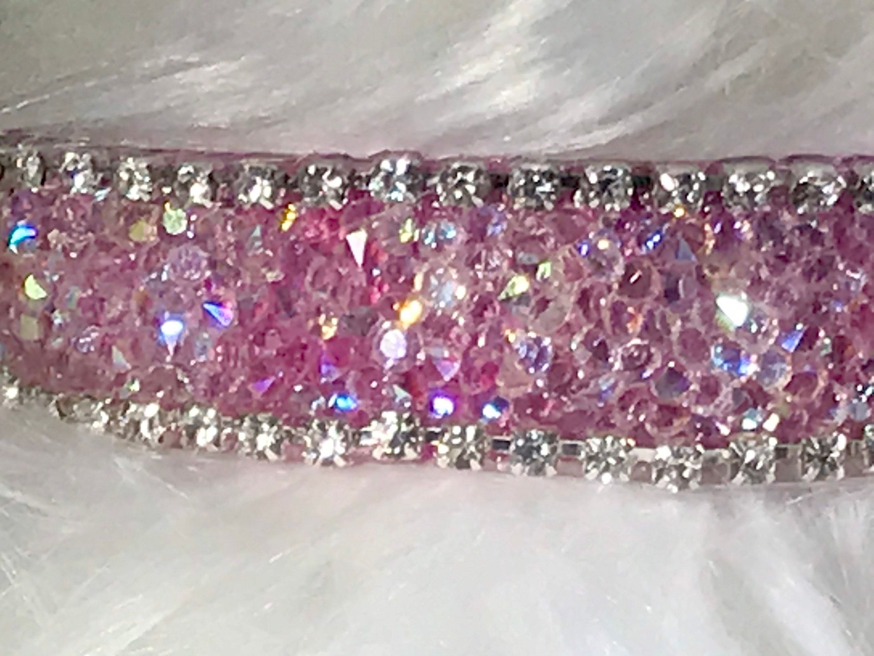 Real Rhinestone Diamond Bling Dog Collar Pink AB Rhinestone Collar ...