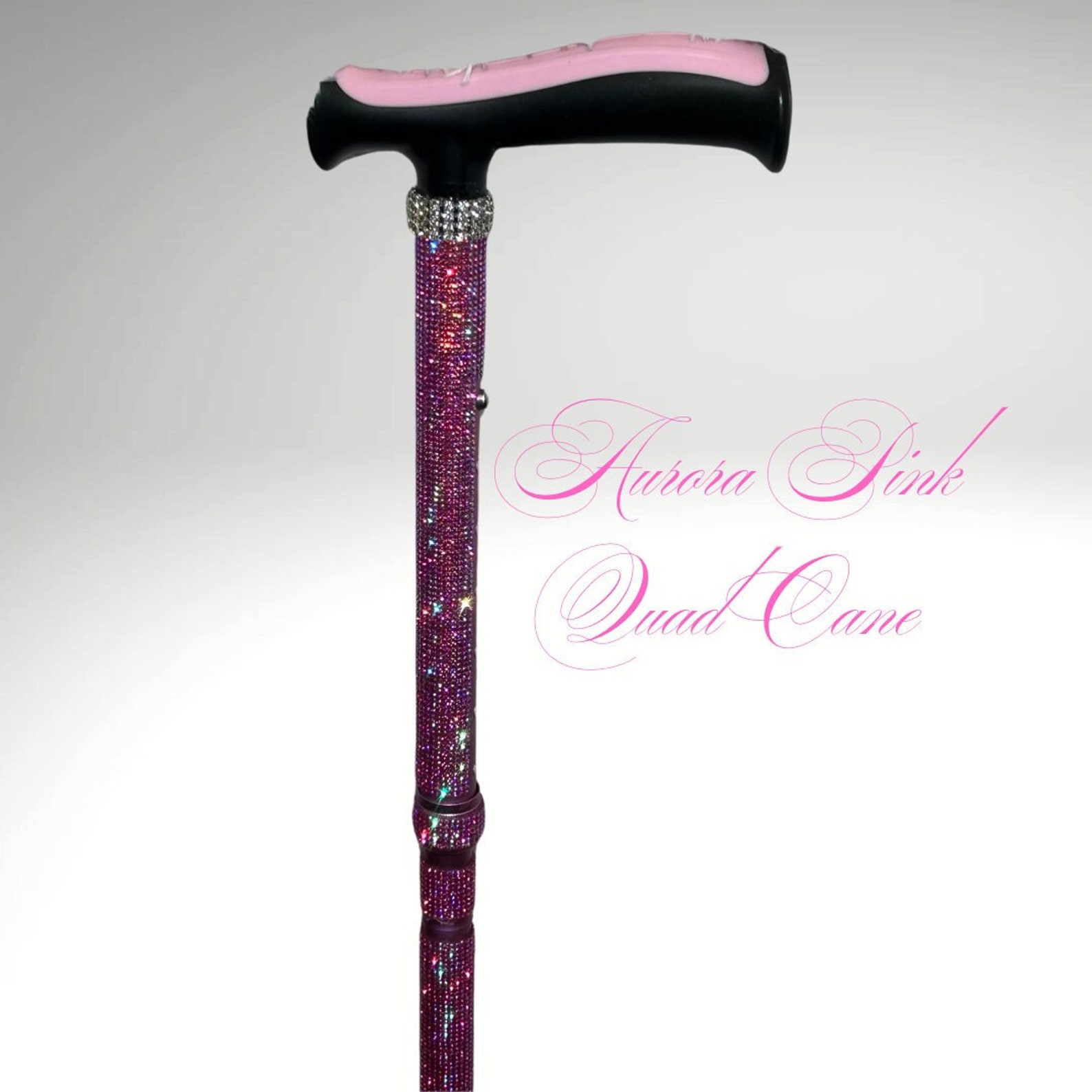 Pink Rhinestone Quad Cane, Folding , Elegant & Chic Retirement or ...