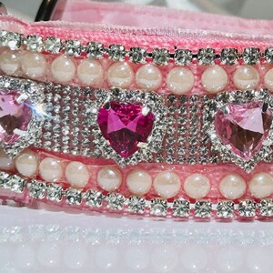 Pearls, Hearts & Real Rhinestone Collar, Luxury Thick Designer Girl Dog ...