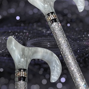 Platinum & Rhinestone Glam Cane, Derby Pearl Handle, Disability Gift ...