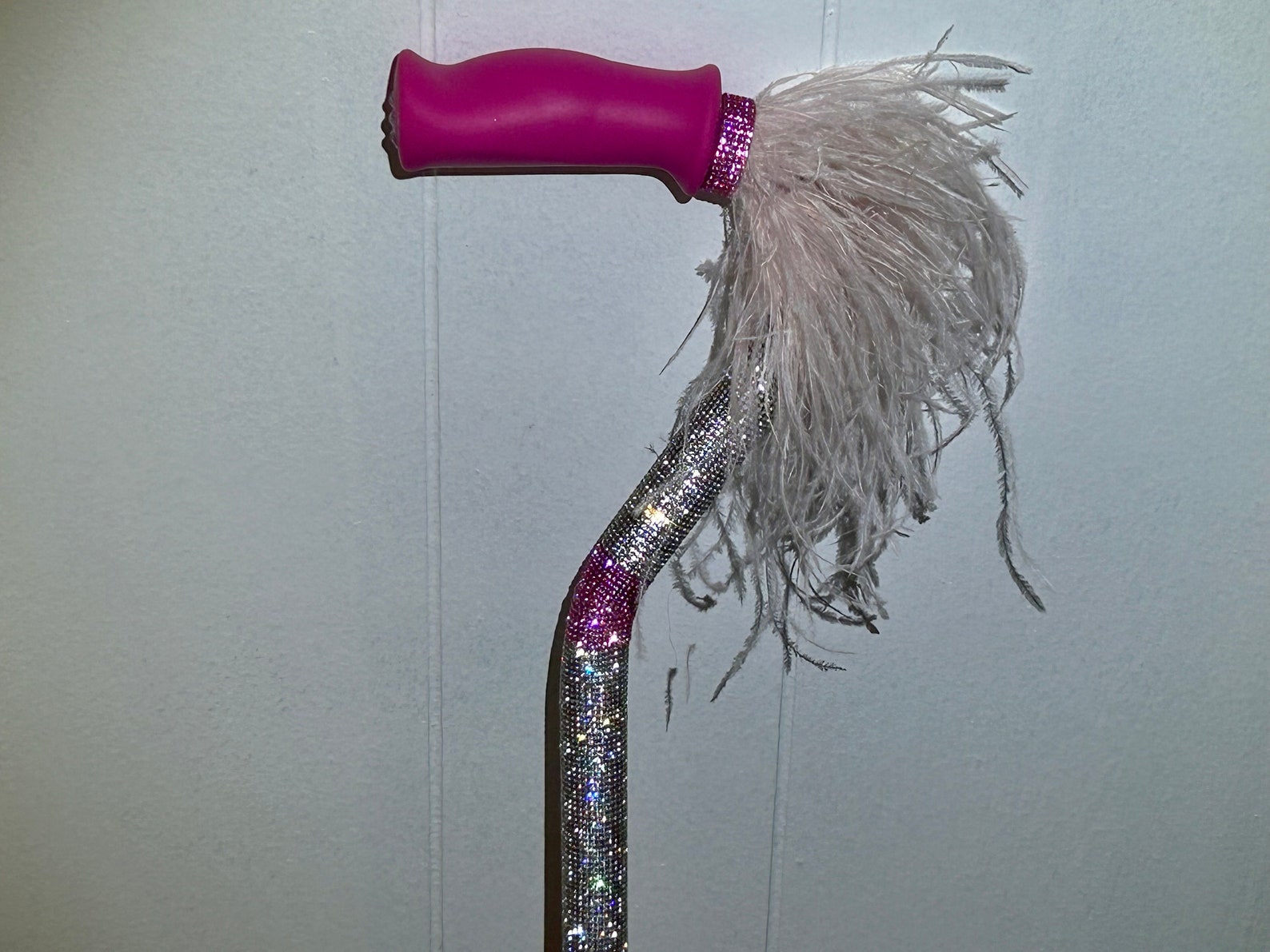 Pink Feather Rhinestone Offset Handle Cane | Unique and Fun| Fabulouis ...