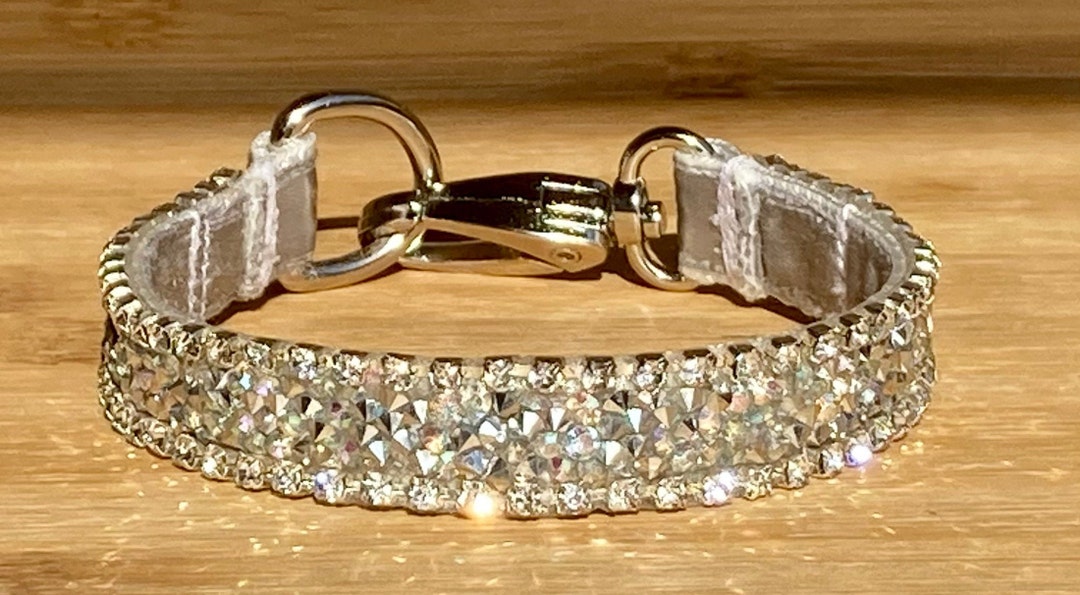 Sparkling Silver Rhinestone Cat or Dog Collar, 1/2" Wide, Unique and ...