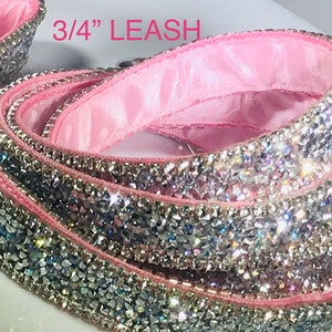 Blush Pink Aurora Crystal Diamond Leash 3/4" Wide Satin Ribbon ...