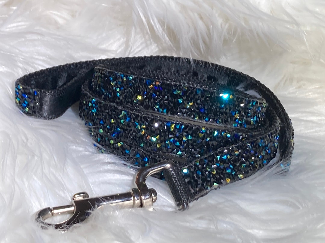 Black Aurora Rhinestone Dog Leash, 4 Foot Sparkle Satin Leash - Etsy