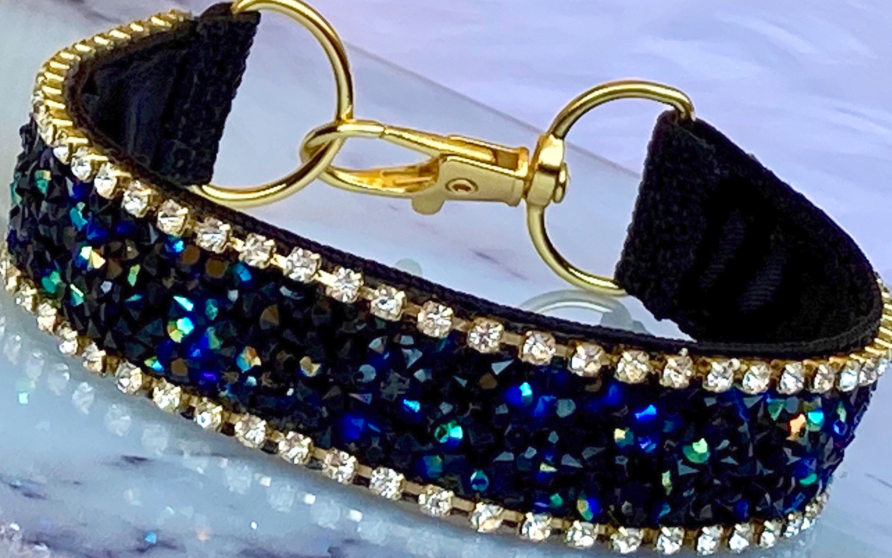 Rhinestone Diamanté Collar This Black & Gold Bling is Unique - Etsy Canada