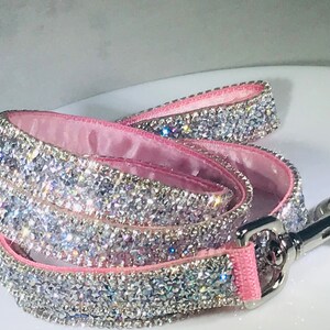 Blush Pink Aurora Crystal Diamond Leash 3/4" Wide Satin Ribbon ...