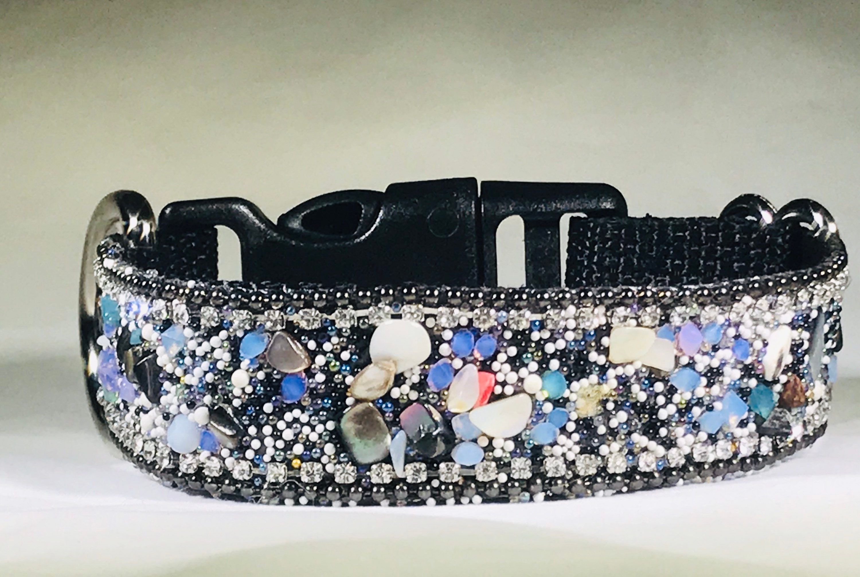 Rhinestone Rock Bling Dog Collar, Black Satin Lined - Etsy