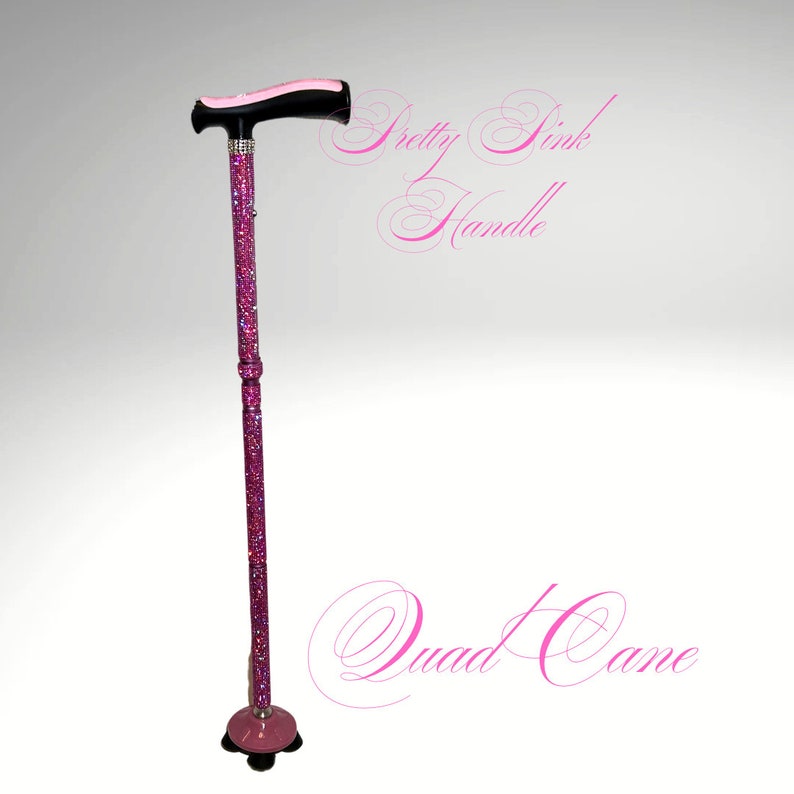 Pink Rhinestone Quad Cane, Folding , Elegant & Chic Retirement or ...
