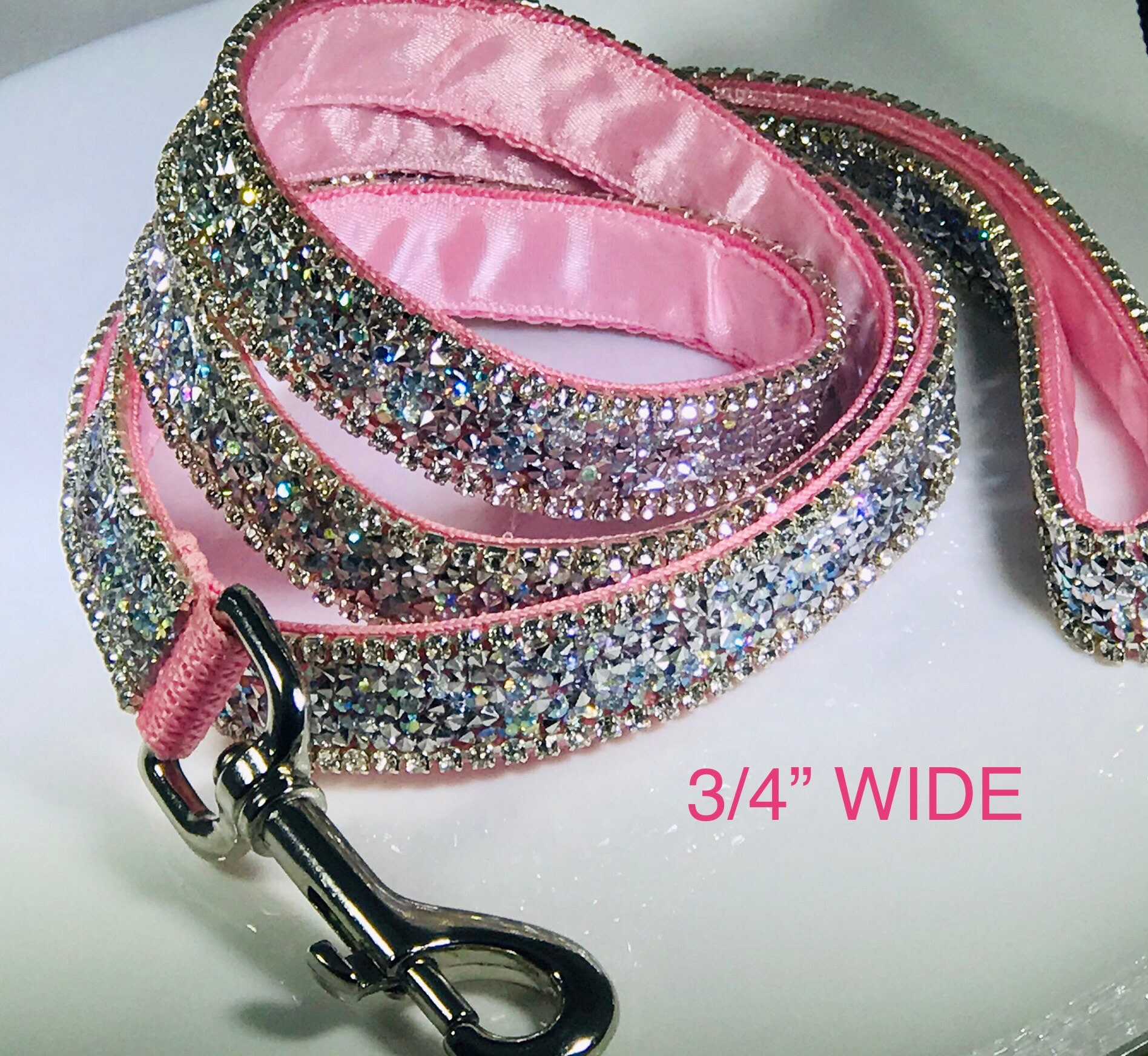 Pink Rhinestone Dog Leash, Aurora Crystal, Diamante Ribbon - Etsy
