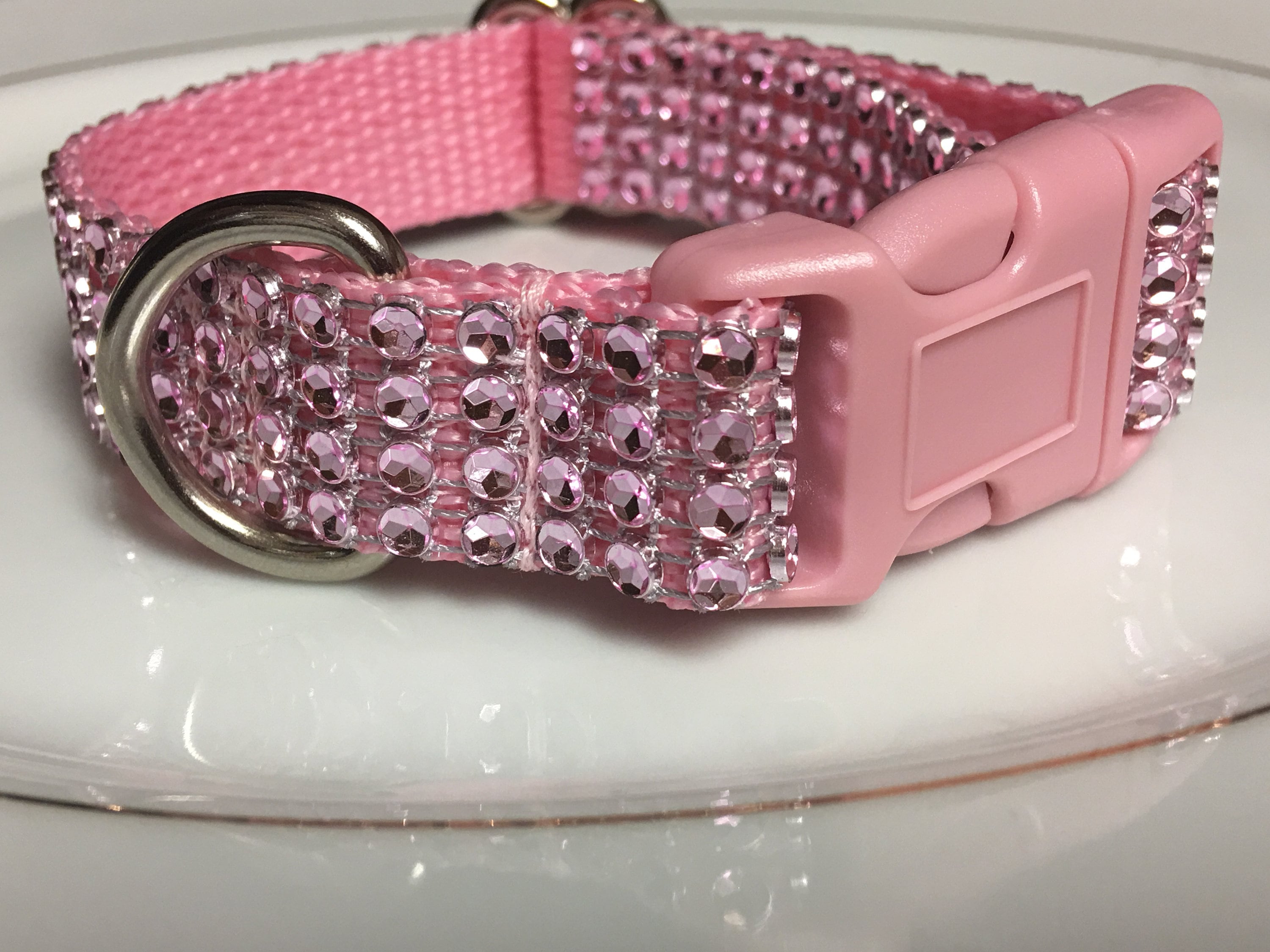 Blush Pink Rhinestone Dog Collar 3/4" Plastic Buckle and Light Pink ...