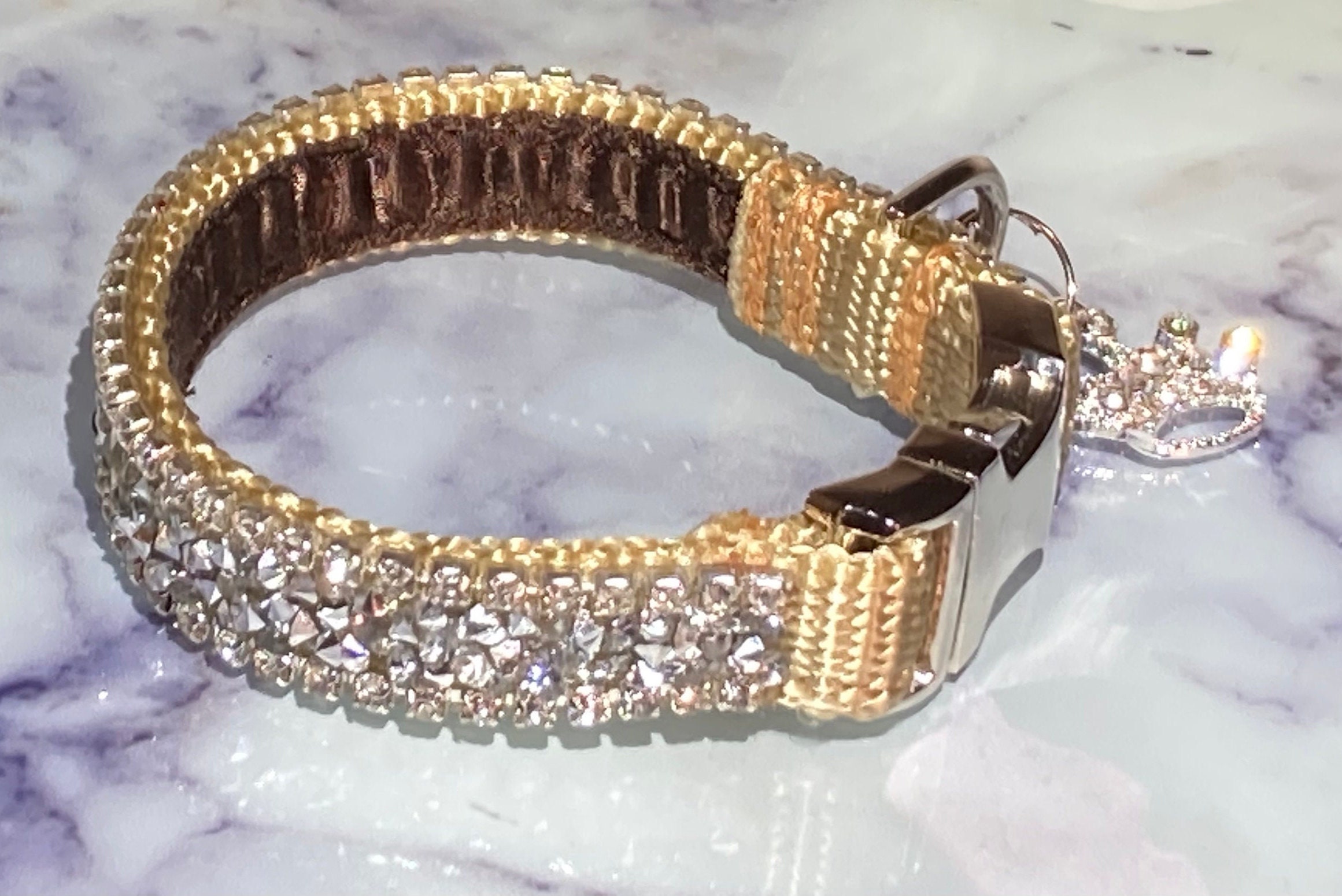 Rhinestone Sparkly Collar 3/4 Wide Rich Brown Satin - Etsy