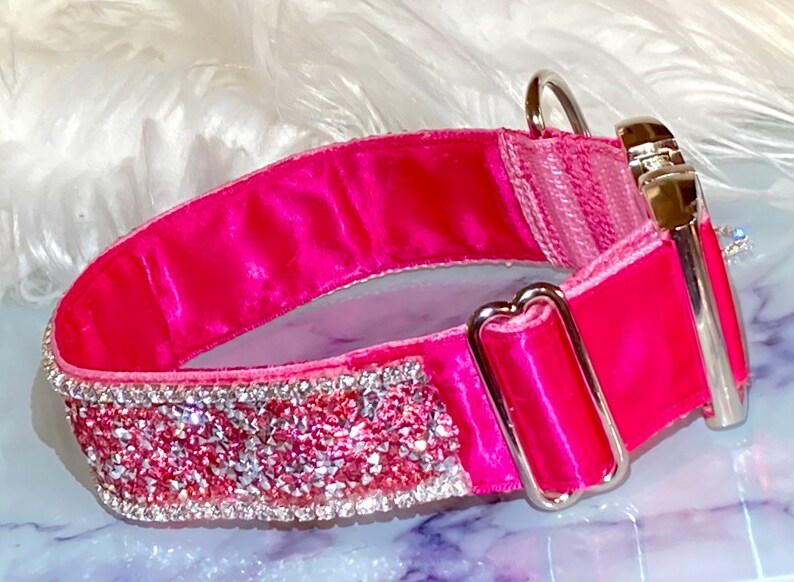 Rose Pink Rhinestone Dog Collar 1.5 Silky Satin Lined | Etsy
