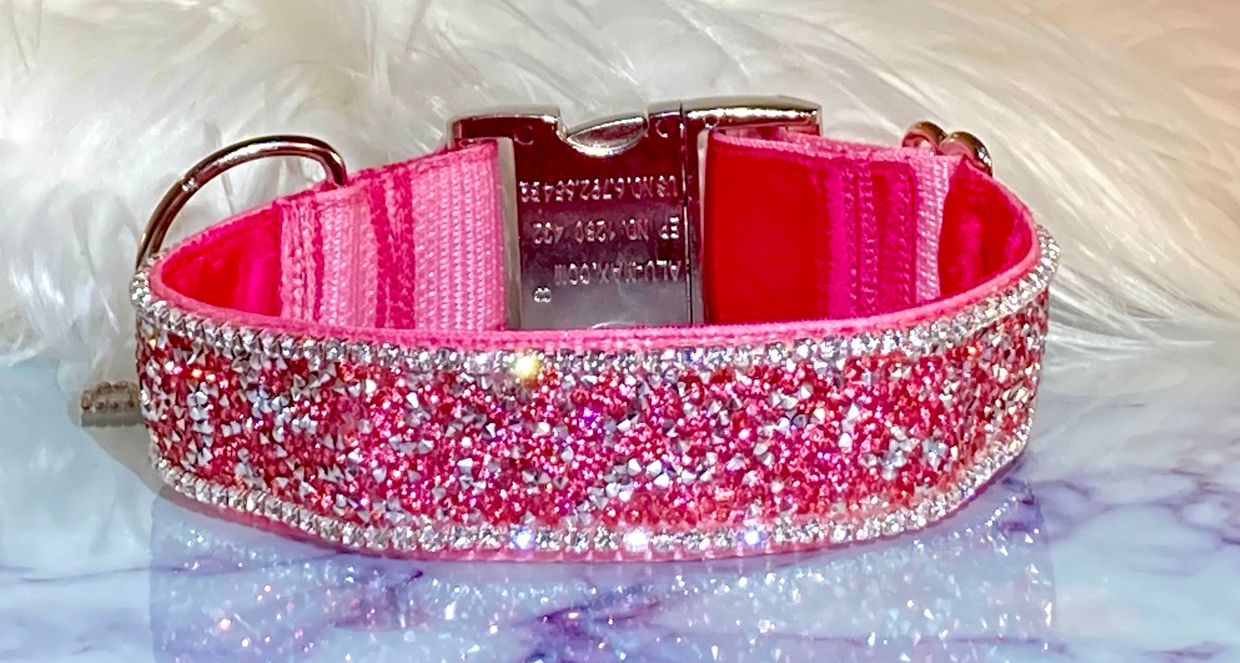 Rose Pink Rhinestone Dog Collar 1.5 Silky Satin Lined | Etsy