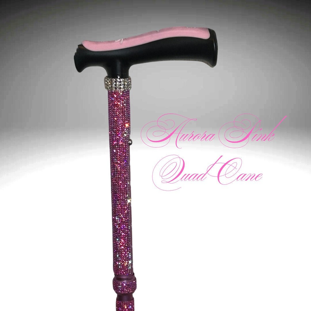 Pink Rhinestone Quad Cane, Folding , Elegant & Chic Retirement or ...