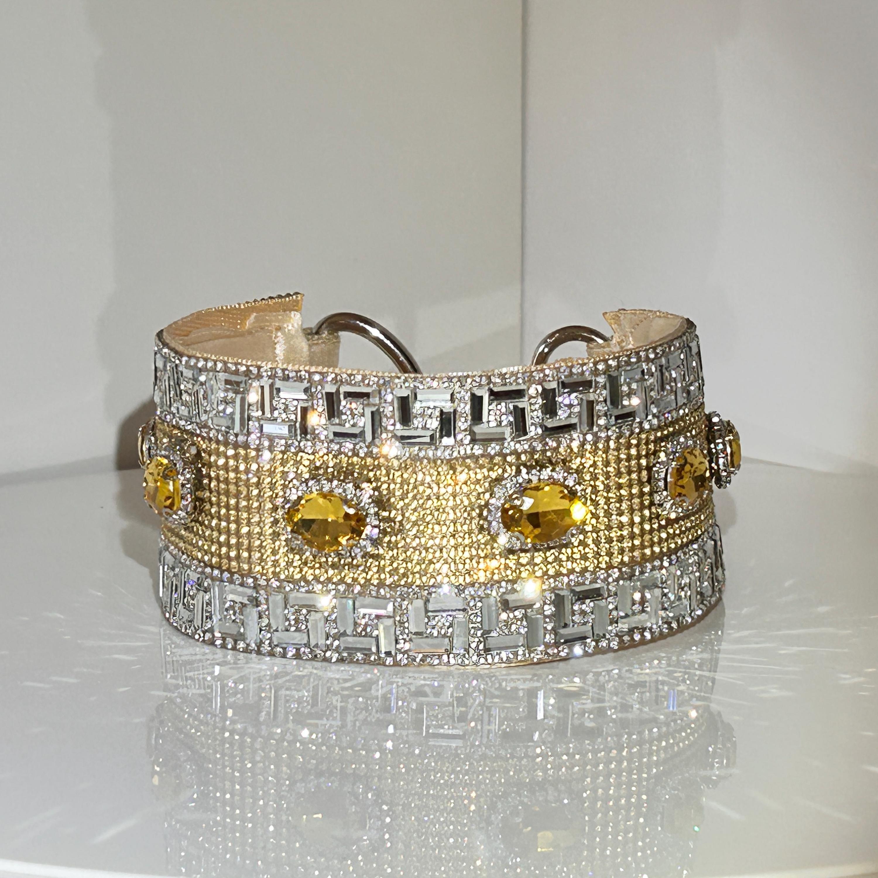 Xanthous Rhinestone Dog Collar, Extreme Sparkle, Pet Glam, High-end ...
