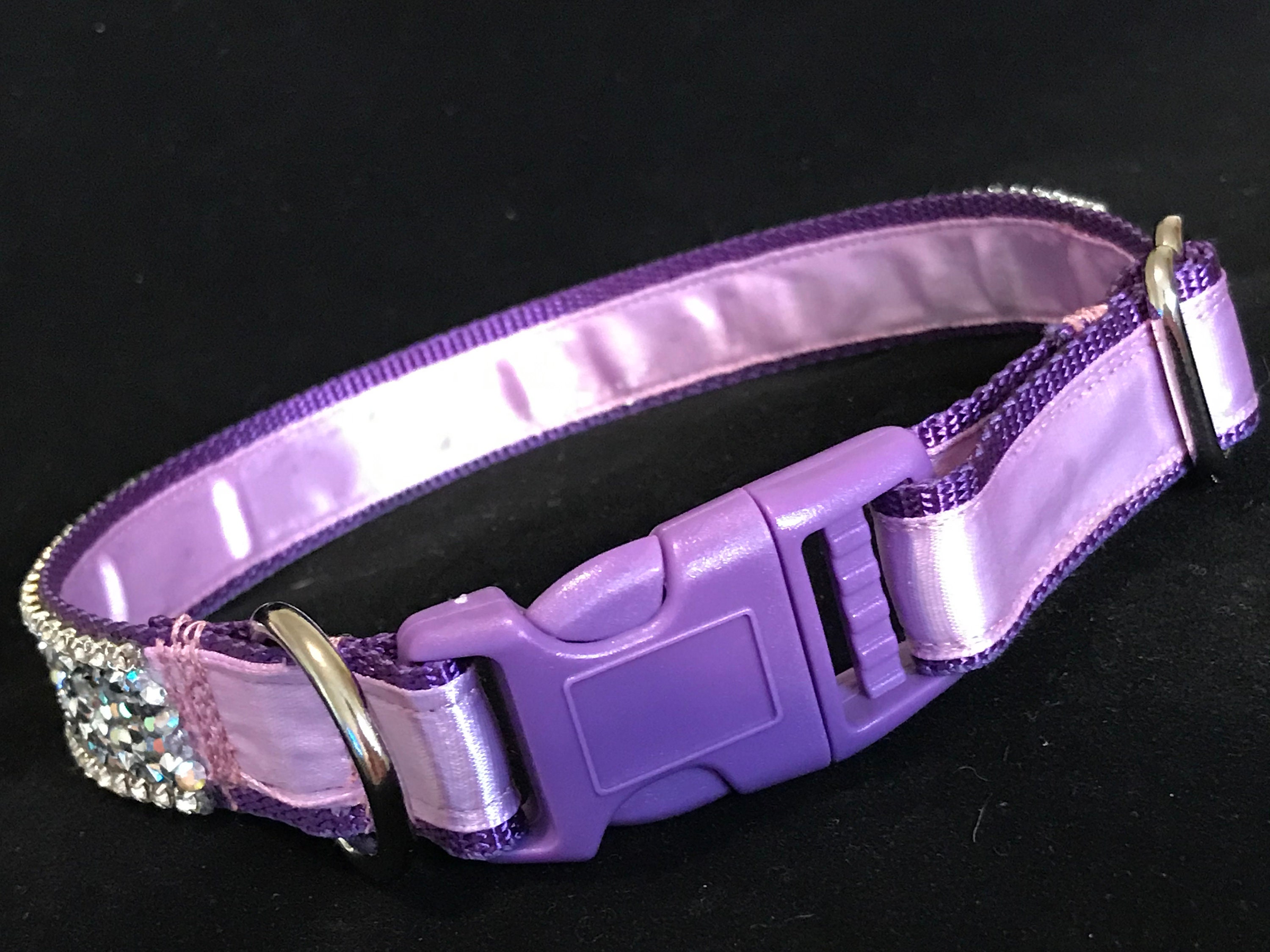 Rhinestone Bling Dog Collar, Purple Satin, Crystal Sparkly - Etsy