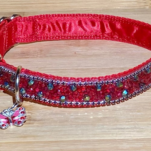 Red Rhinestone Bling Holiday Dog or Cat Collar 3/4 Inch Red - Etsy