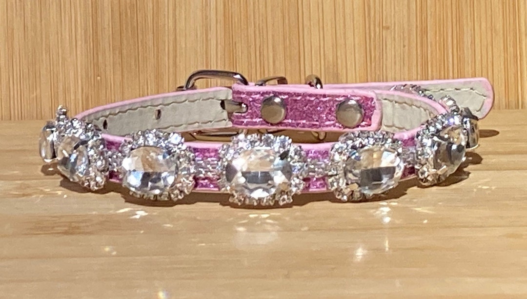 Rhinestone Bling Cat or Dog Collar, Adjustable Small Pet Sparkle ...