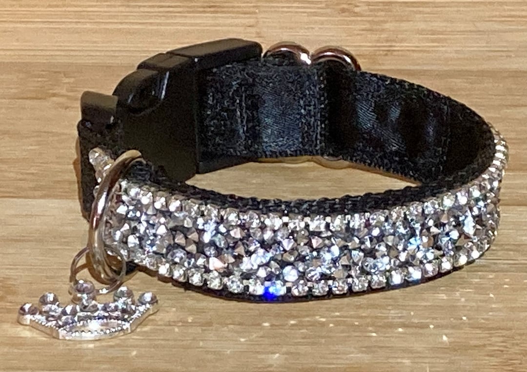 Sparkling Black Rhinestone Cat or Dog Collar, 1/2" Wide, Unique and ...