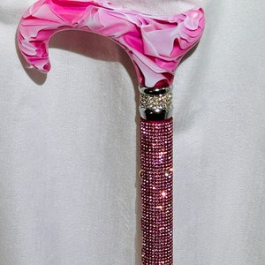 Pink Rhinestone Bling Cane | Luxury Pink Ombré Derby Handle ...