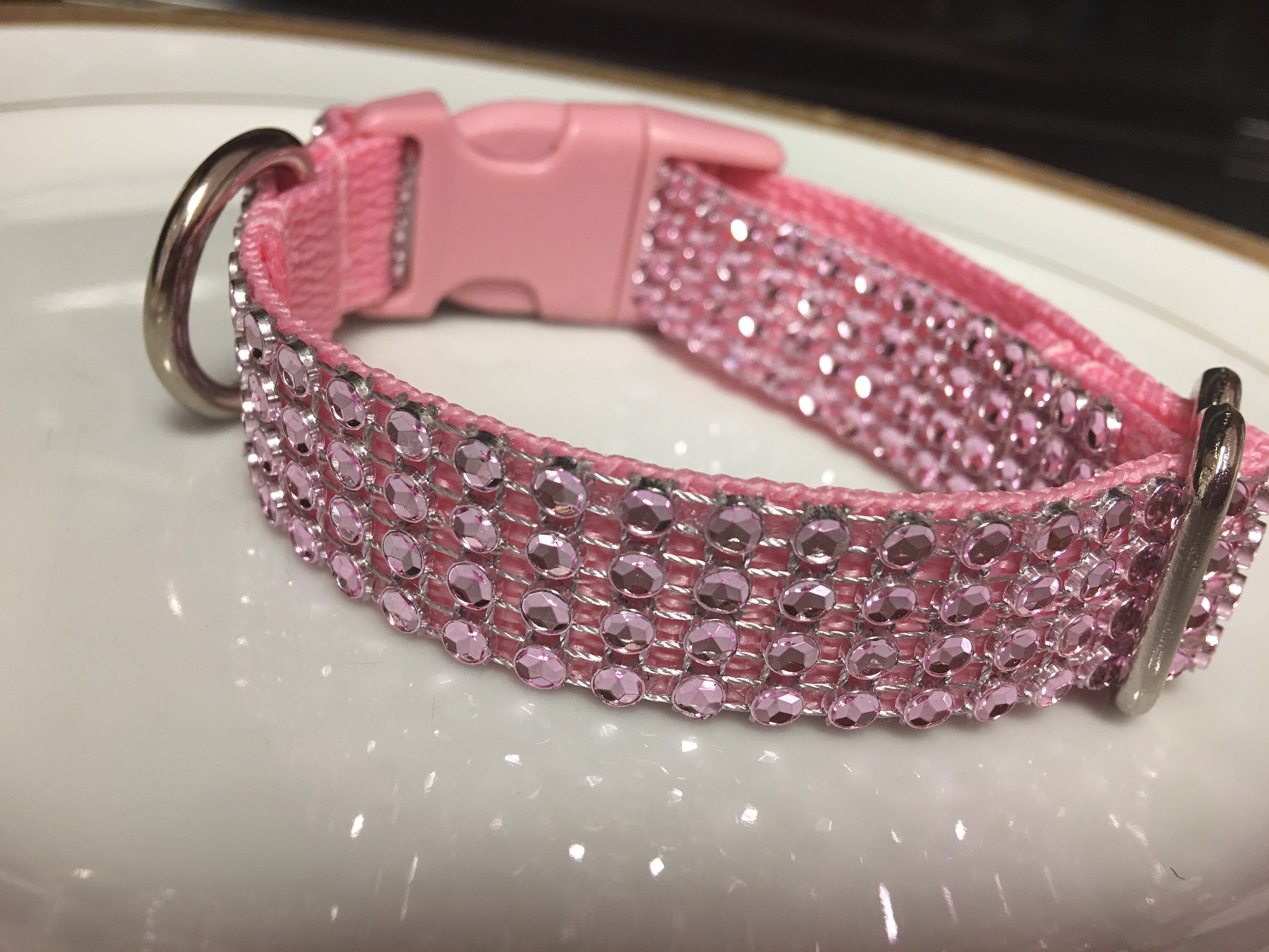 Blush Pink Rhinestone Dog Collar 3/4 Plastic Buckle and | Etsy