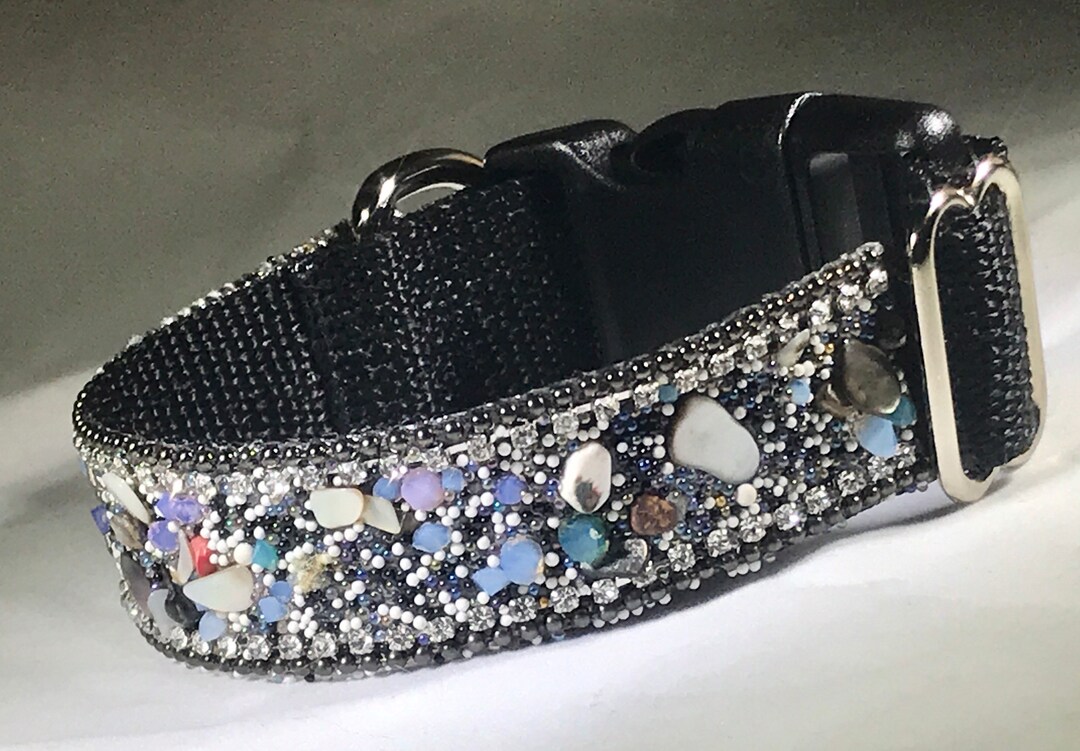 Rhinestone Rock Bling Dog Collar, Black Satin Lined - Etsy