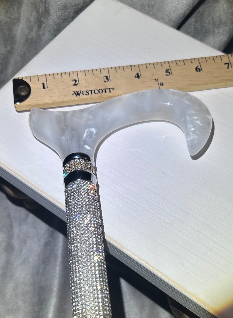 Platinum & Rhinestone Glam Cane, Derby Pearl Handle, Disability Gift ...
