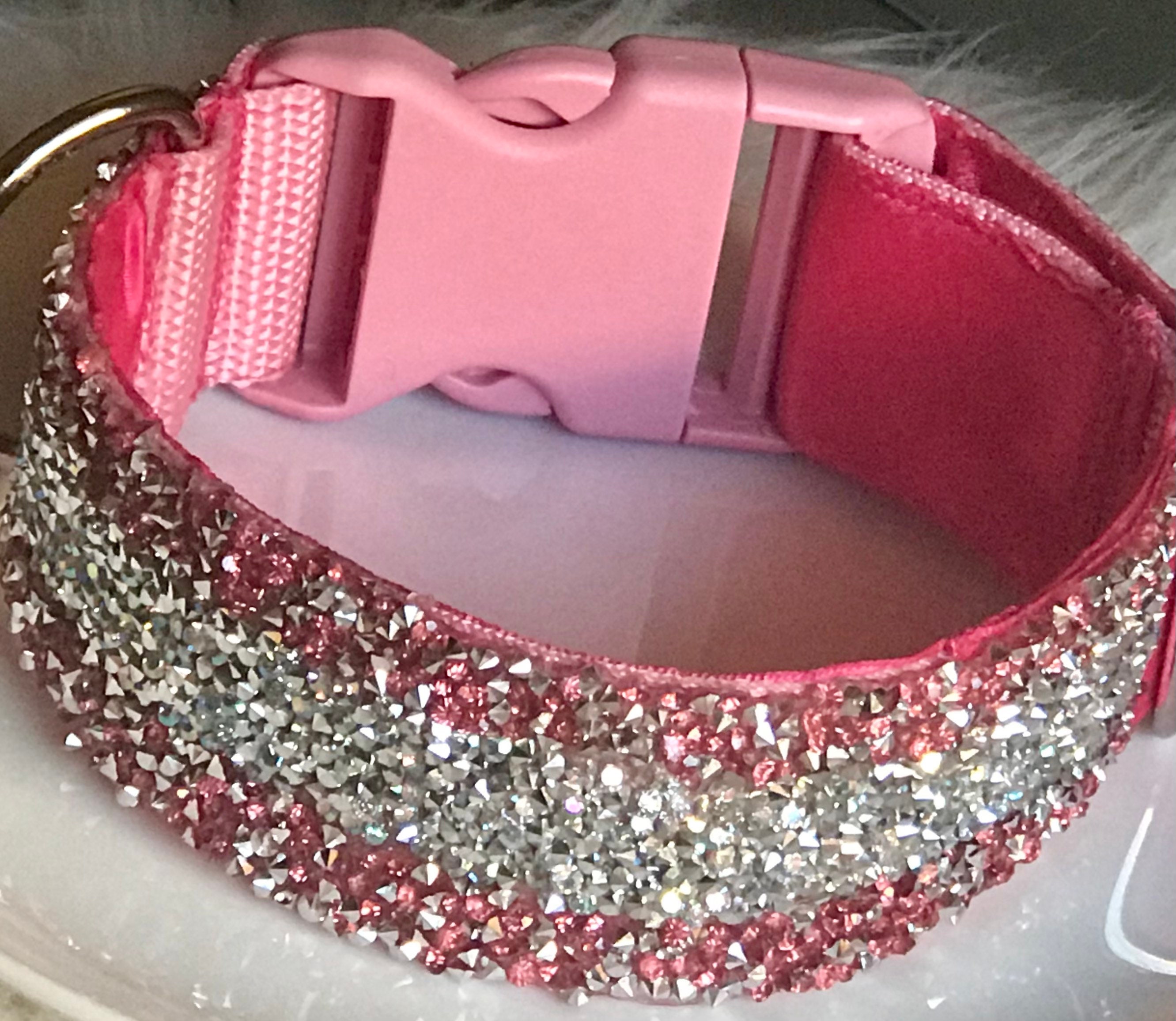 Rhinestone Bling Dog Collar 1.5 Wide Hot Pink Satin Ribbon | Etsy