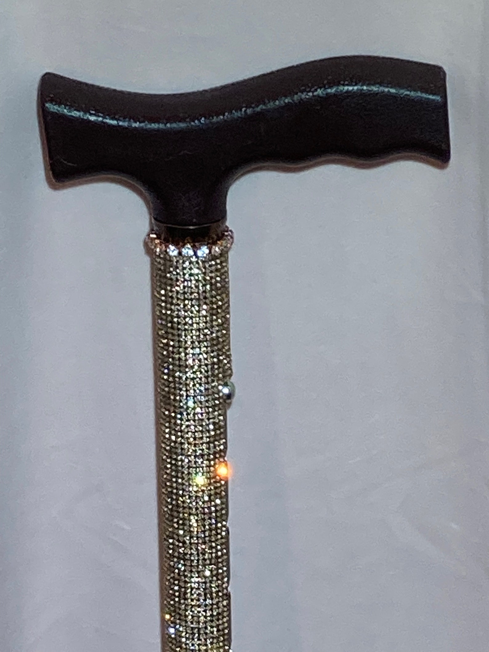 Elegant Champagne Rhinestone Walking Cane, Disability Gift, Folding and ...