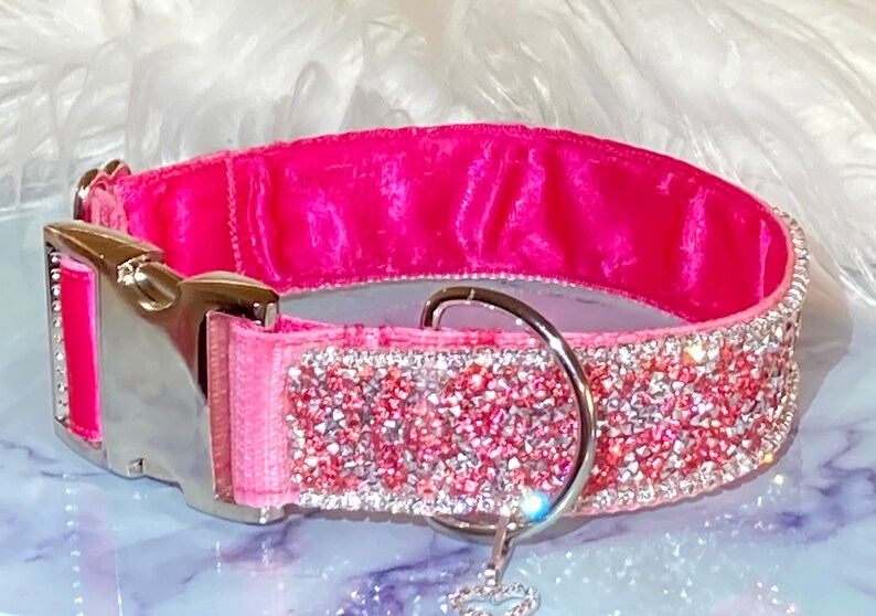 Rose Pink Rhinestone Dog Collar 1.5 Silky Satin Lined - Etsy