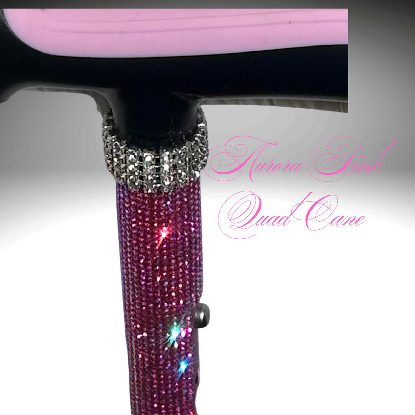 Pink Rhinestone Quad Cane, Folding , Elegant & Chic Retirement or ...