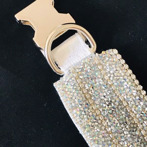 Real Rhinestone White Collar 2" Wide White Satin Lined 1" Metal Buckle ...