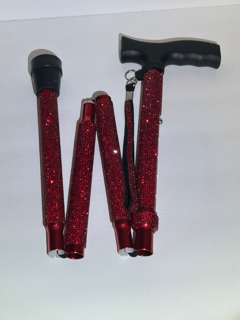 Elegant Red Rhinestone Walking Cane Disability Gift Quad - Etsy