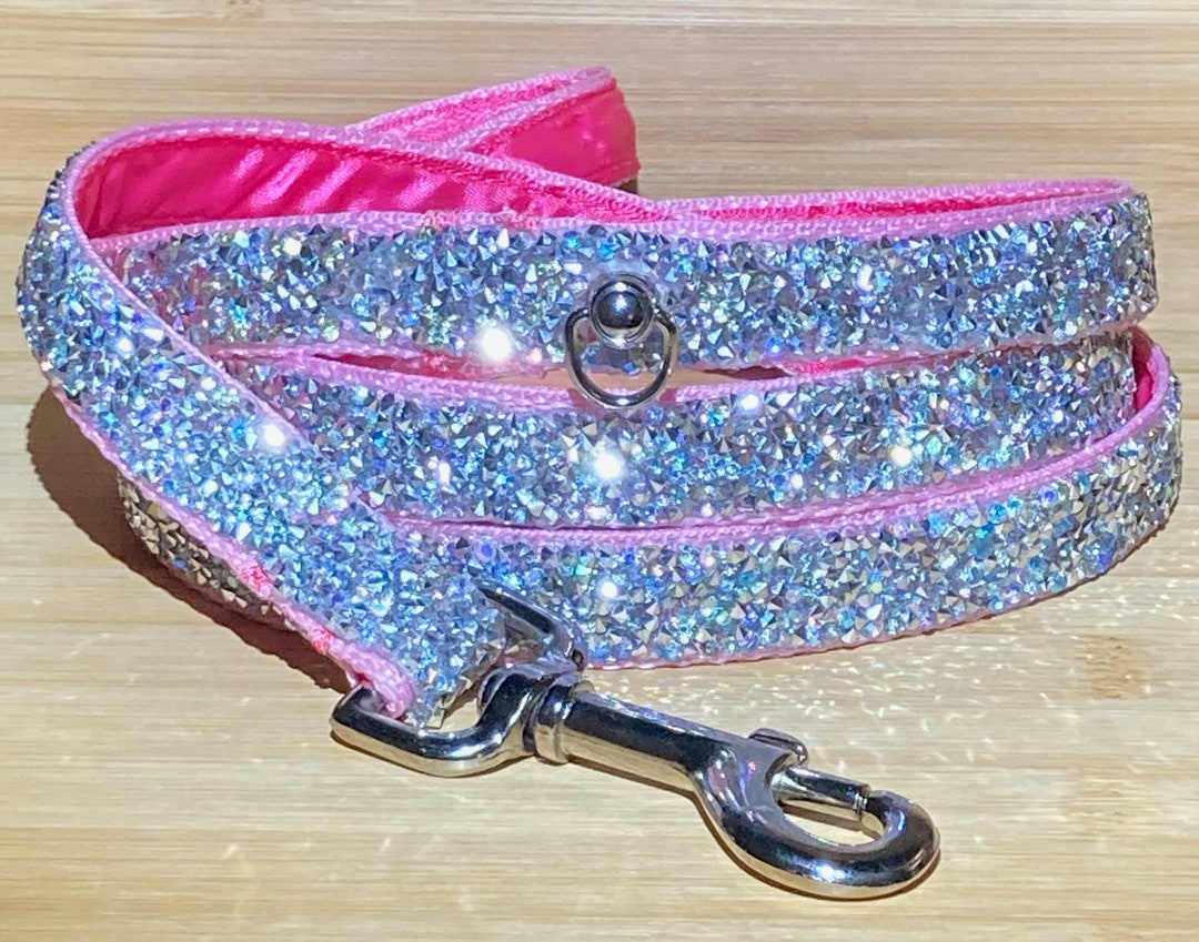 Bright Satin Sparkle Leash With Shimmering Aurora Silver Bling, Pair ...