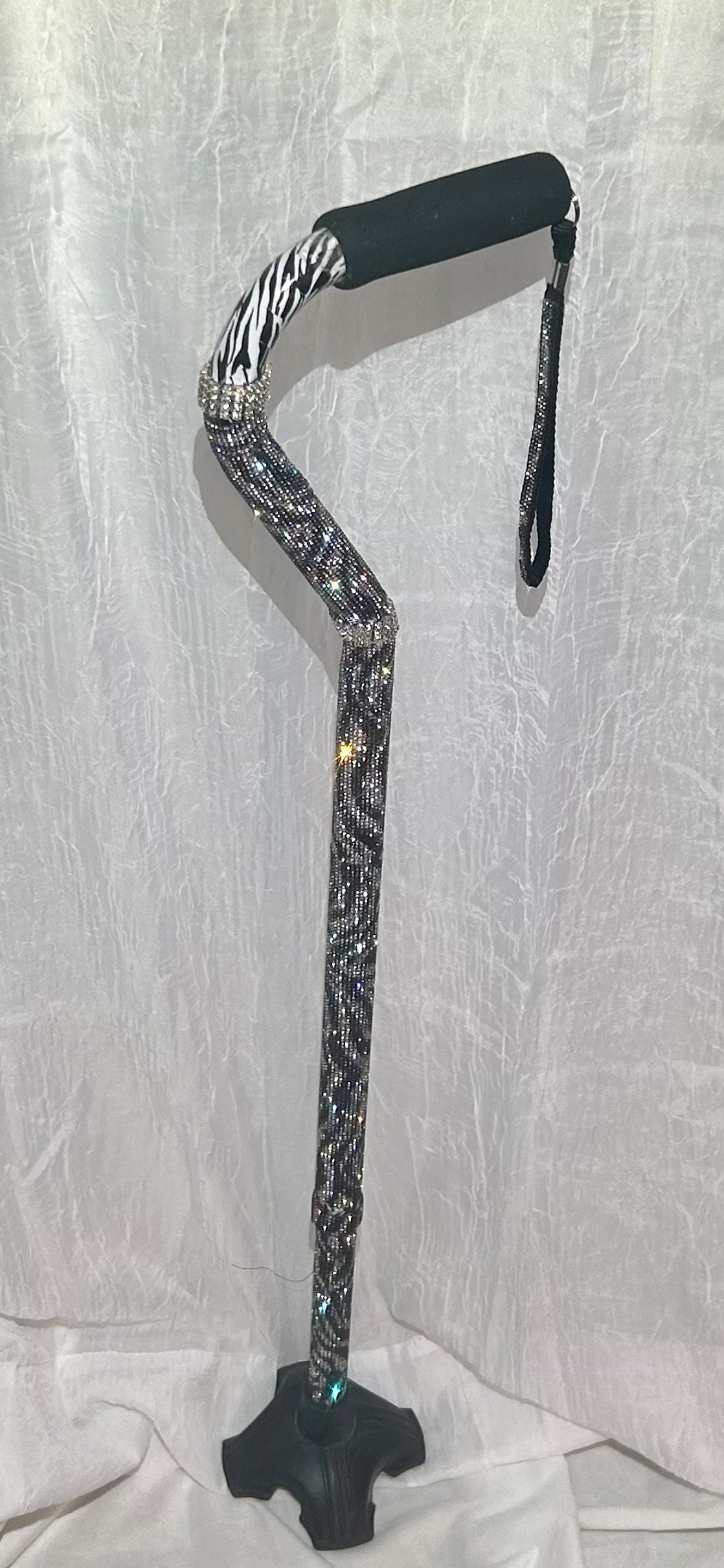 Zebra Rhinestone Cane With Offset Handle | Retirement or Disability ...