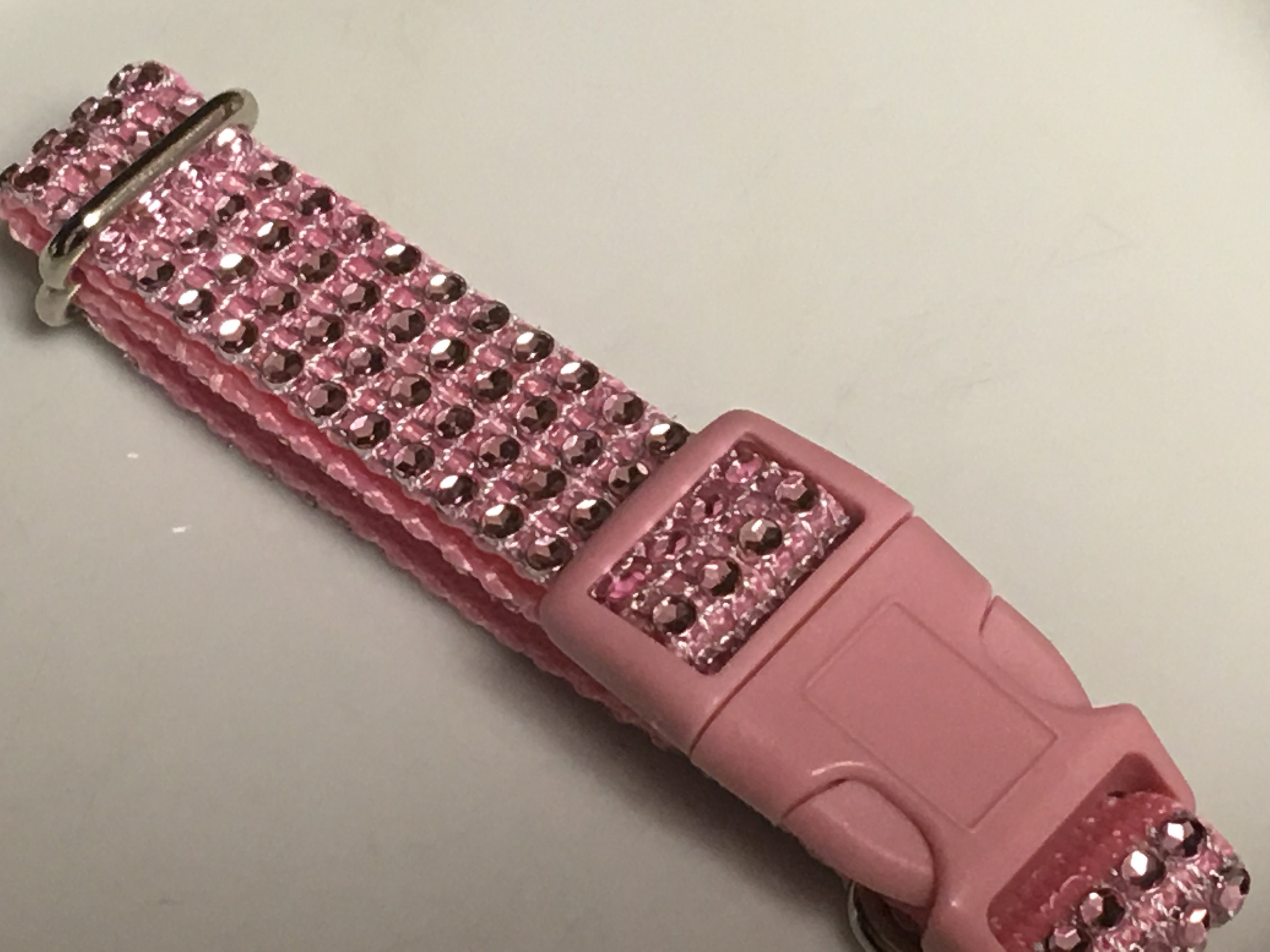 Blush Pink Rhinestone Dog Collar 3/4" Plastic Buckle and Light Pink ...
