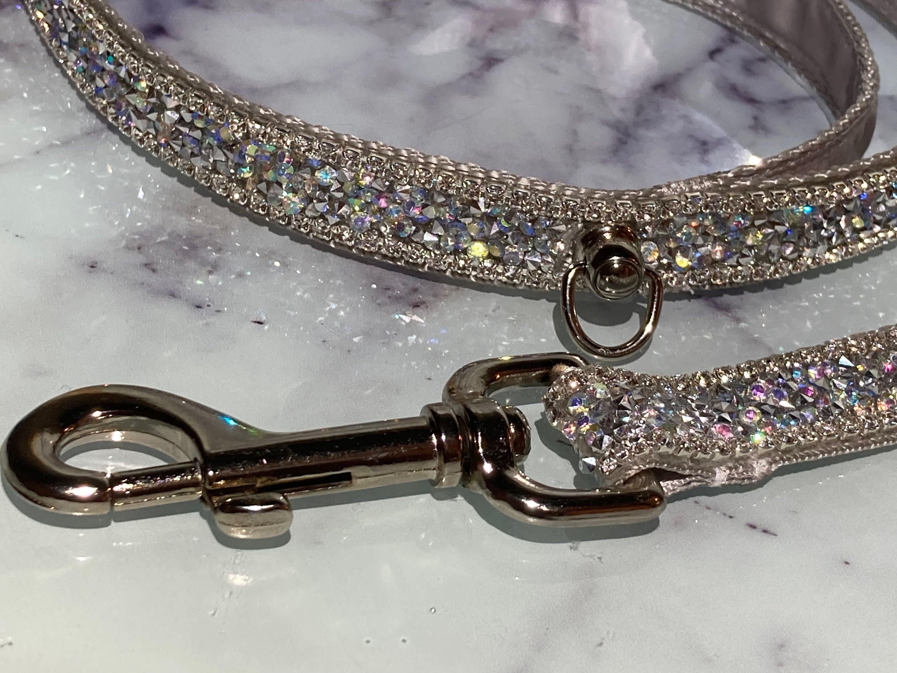 Rhinestone Aurora Pet Leash, Diamond Lined With D Ring 3/4
