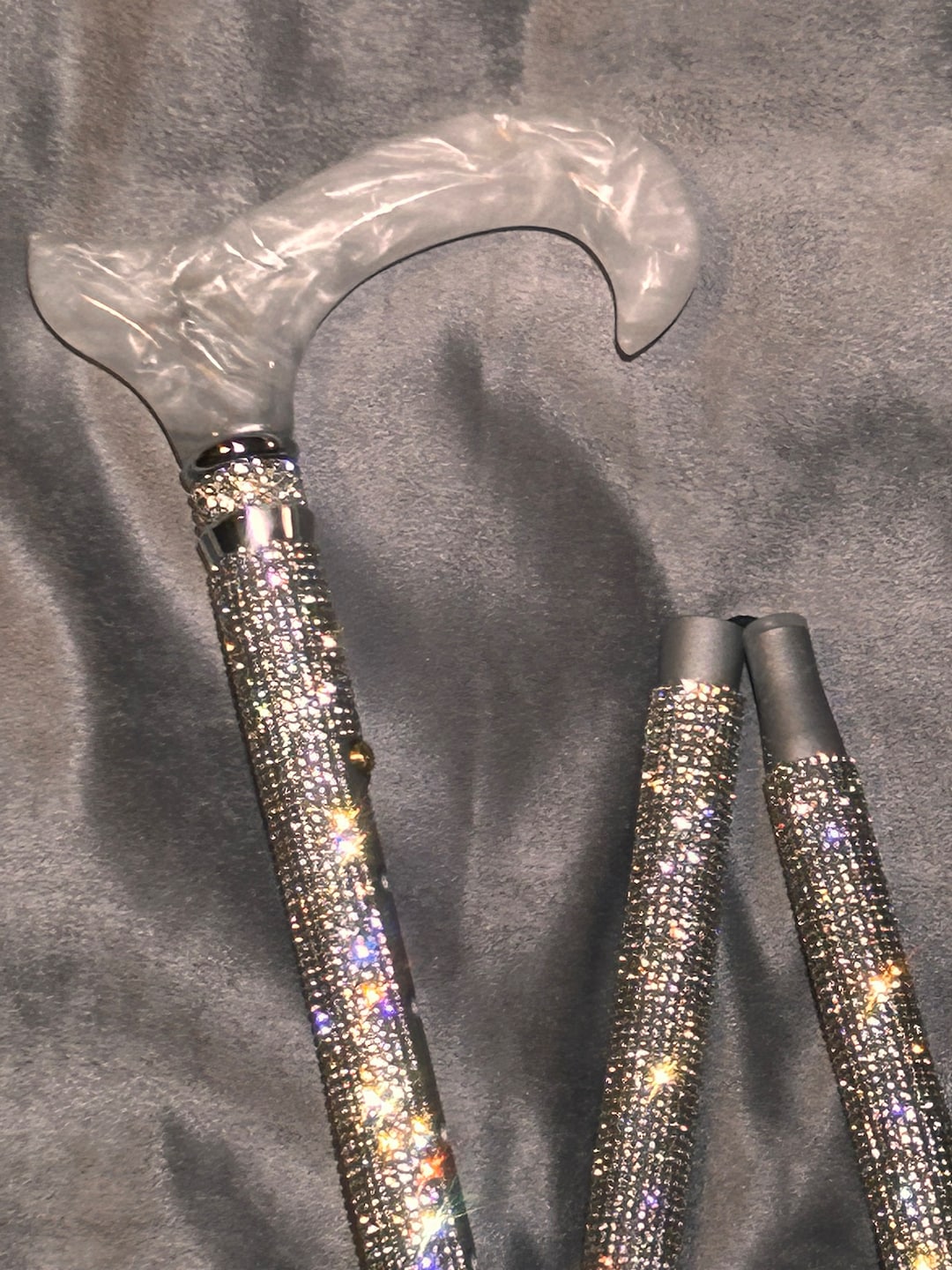 Platinum & Rhinestone Glam Cane, Derby Pearl Handle, Disability Gift ...