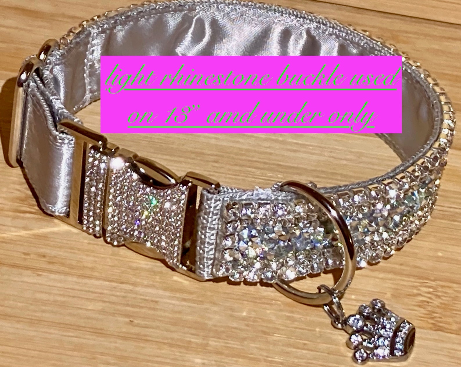 Real Rhinestone Bling Dog Collar 1 Grey Satin Four - Etsy