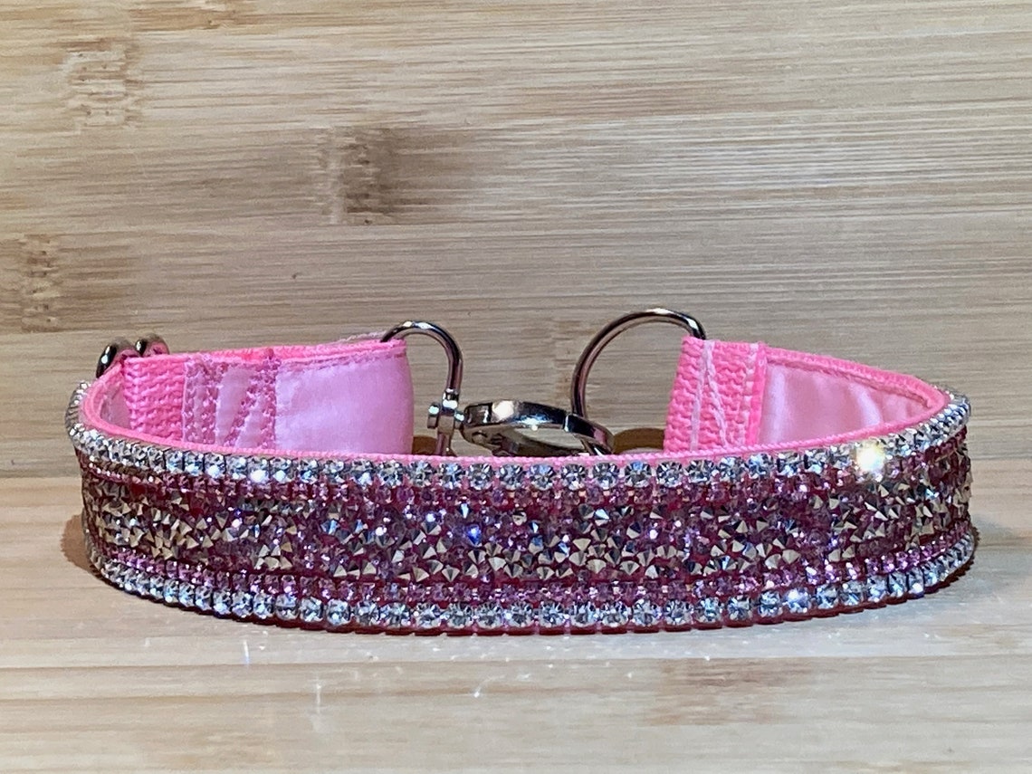 Blush Pink Real Rhinestone Bling Dog Collar, 4 Rows of Diamonds ...