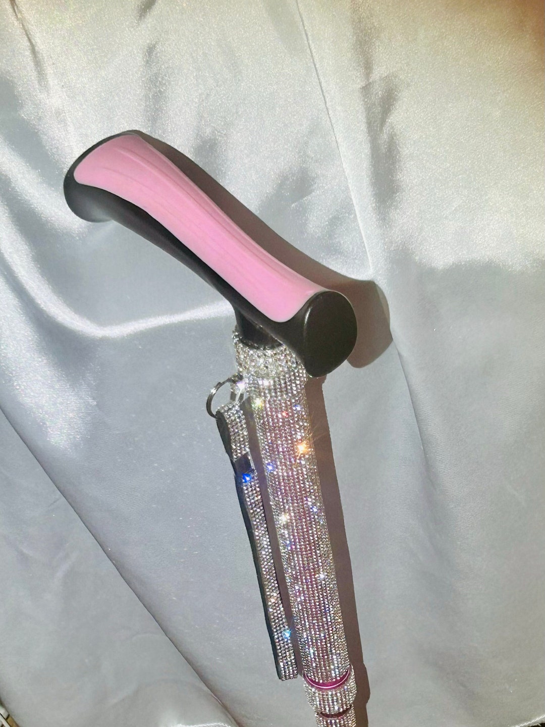 Rhinestone Folding Quad Chic Sparkling Cane, Blush Pink Handle is Large ...